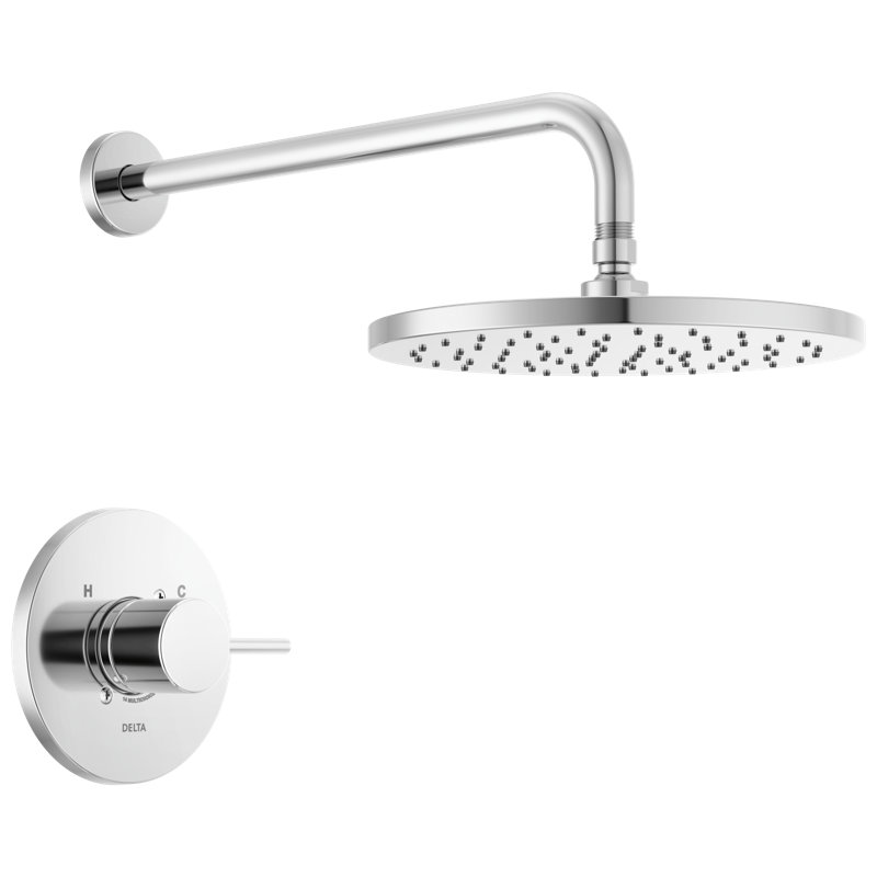 Delta Modern Raincan Round Single-Function Shower Faucet Set, Valve Trim Kit, Rainfall Shower ...